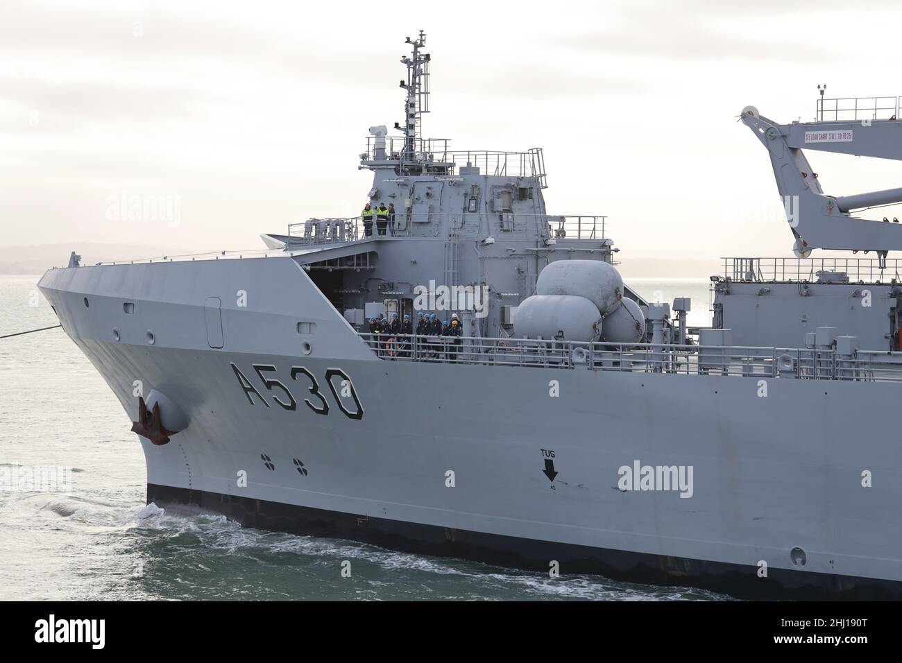 Crew on the deck of the Royal Norwegian Navy replenishment oiler HNoMS ...