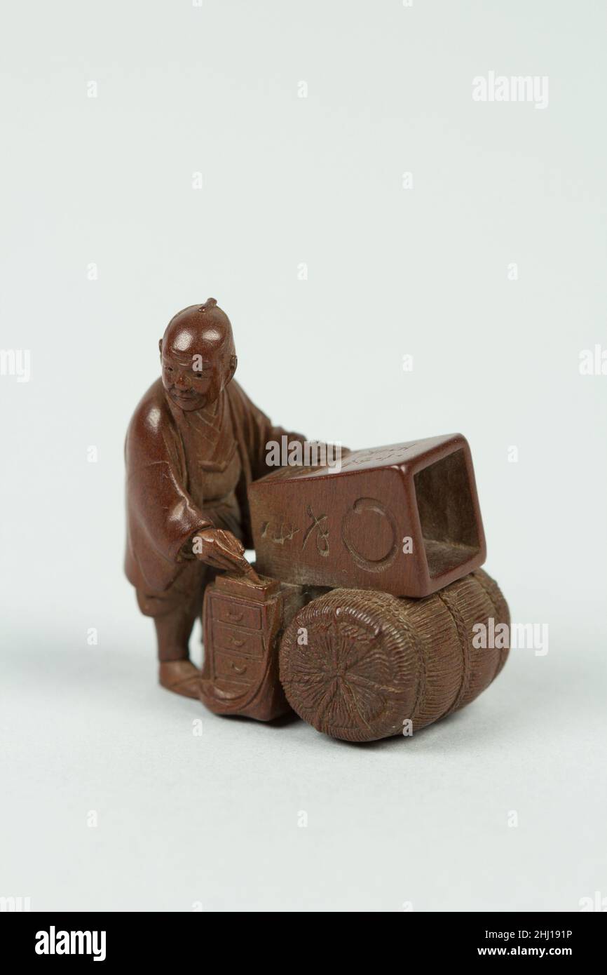 Netsuke of Artist Marking a Box 19th century Japan. Netsuke of Artist ...