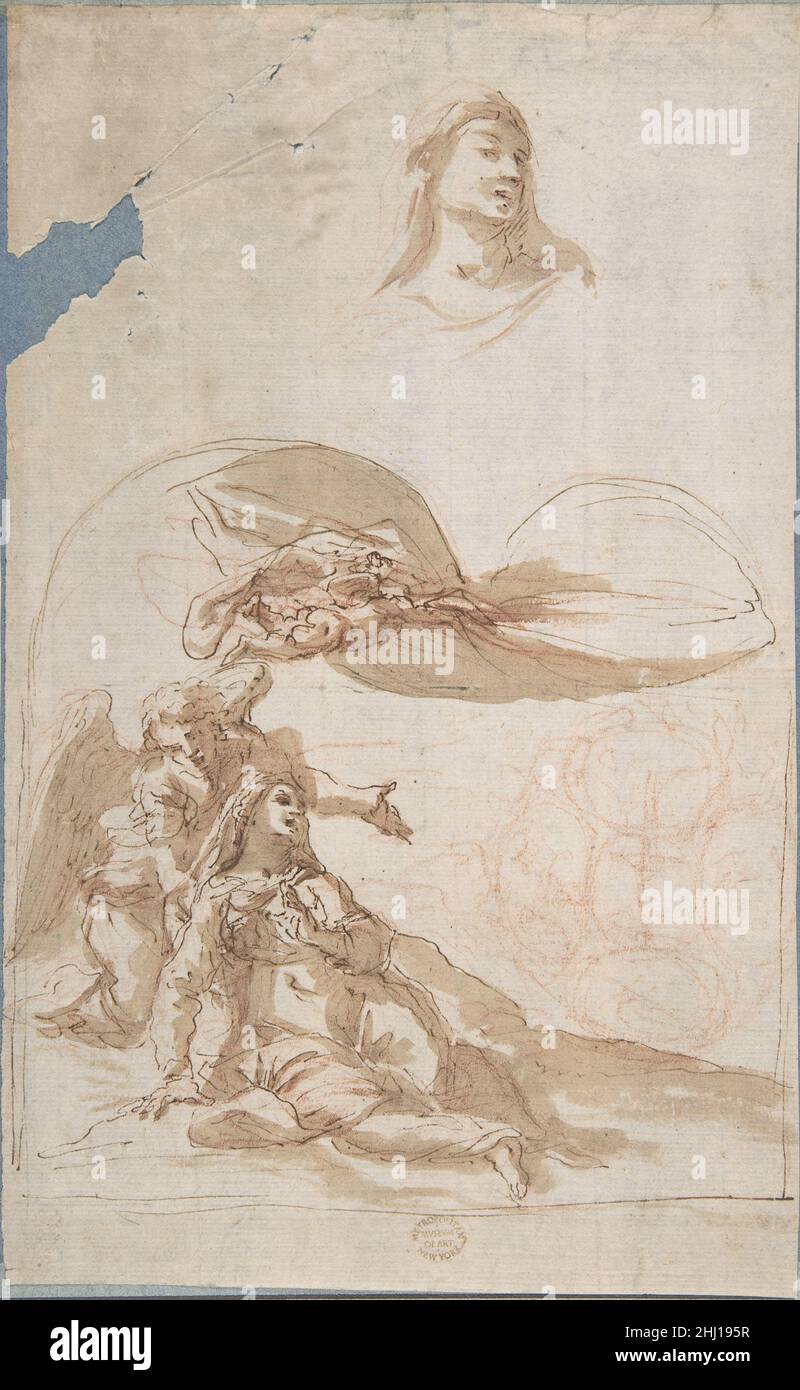 Saint in Ecstasy; Study of Saint's Head (recto); Sketches of Putti ...