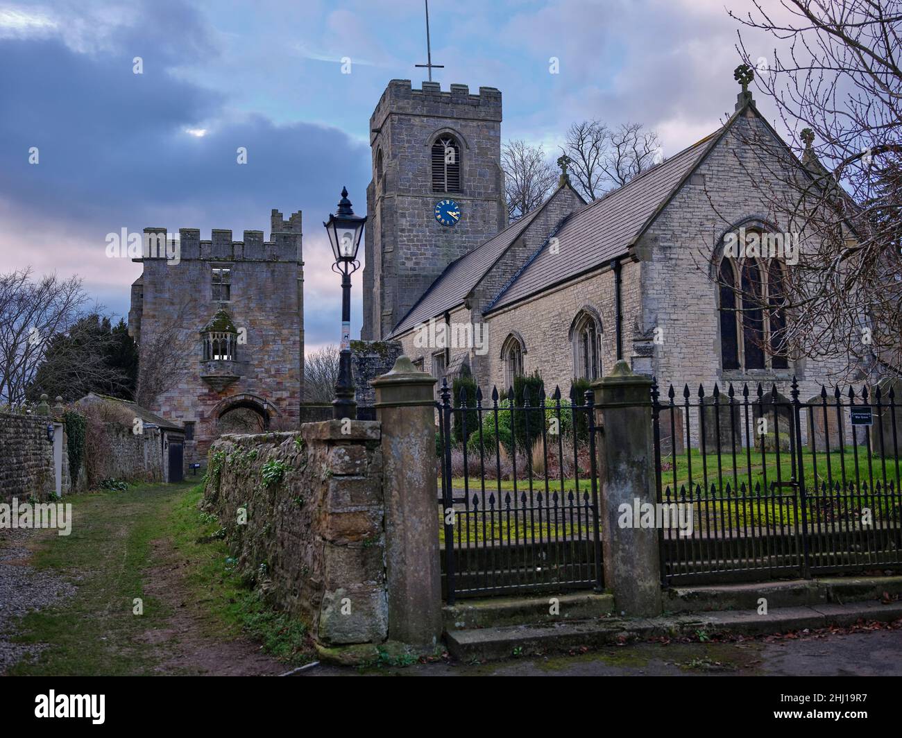 St Nicholas Church and the Marmion Tower. West Tanfield Stock Photo - Alamy