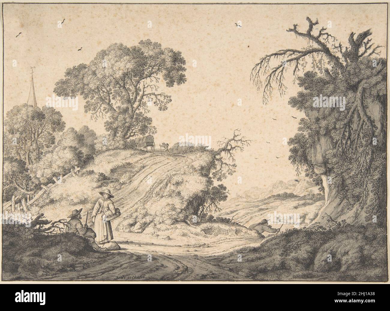 Peasant Couple in an Extensive Landscape 17th century Johannes Goedaert ...