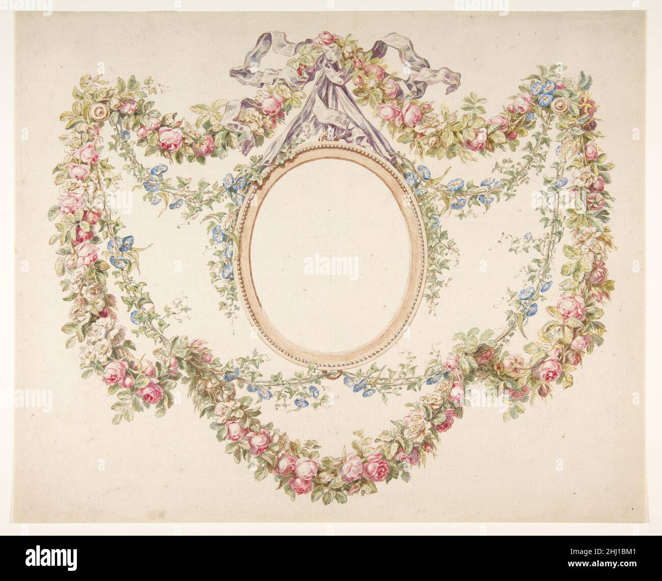 Floral Swags Framing an Empty Oval n.d. Attributed to Jean Pillement ...