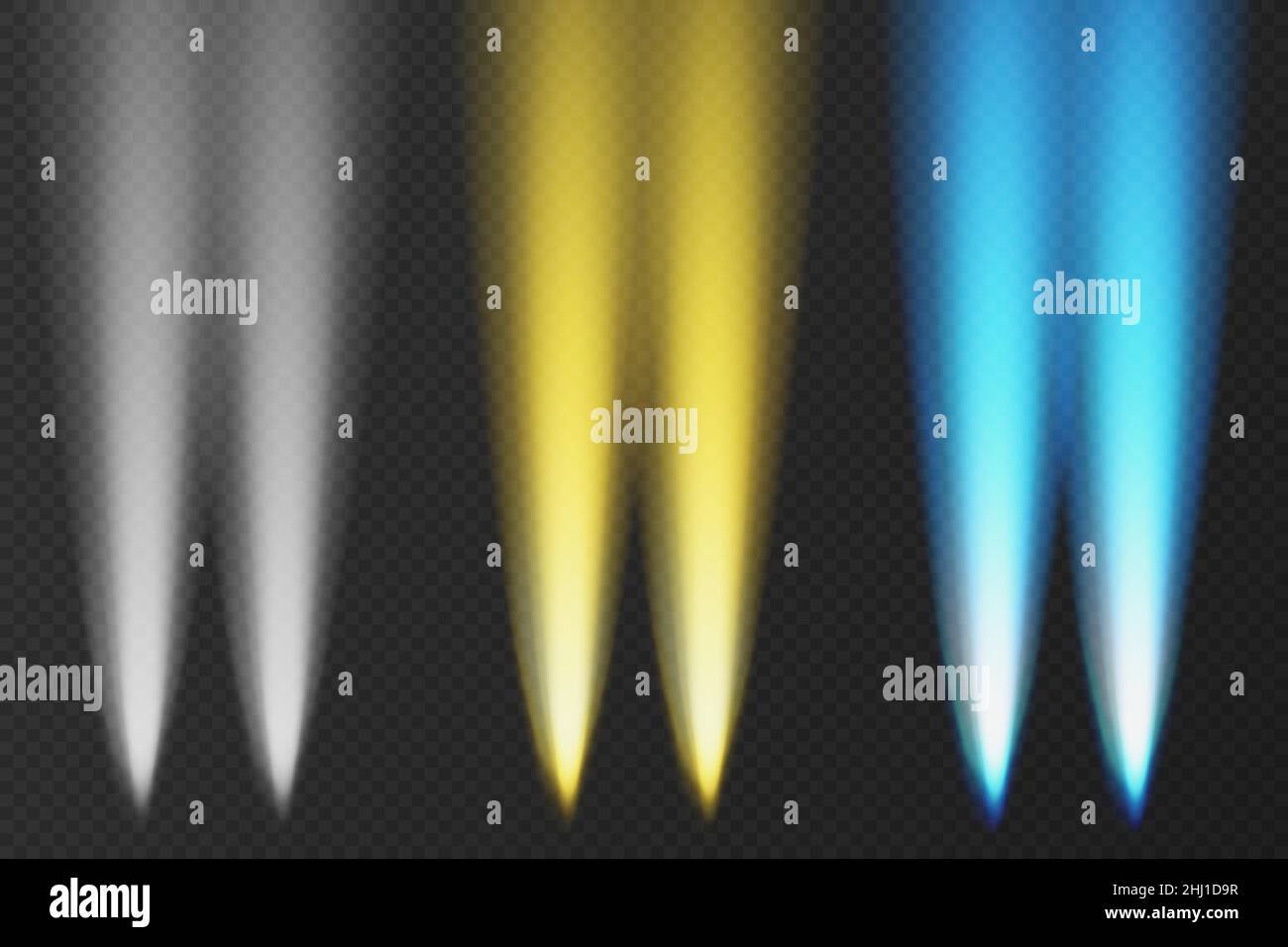 Set of transparent car headlight top view on dark background. Vector ...