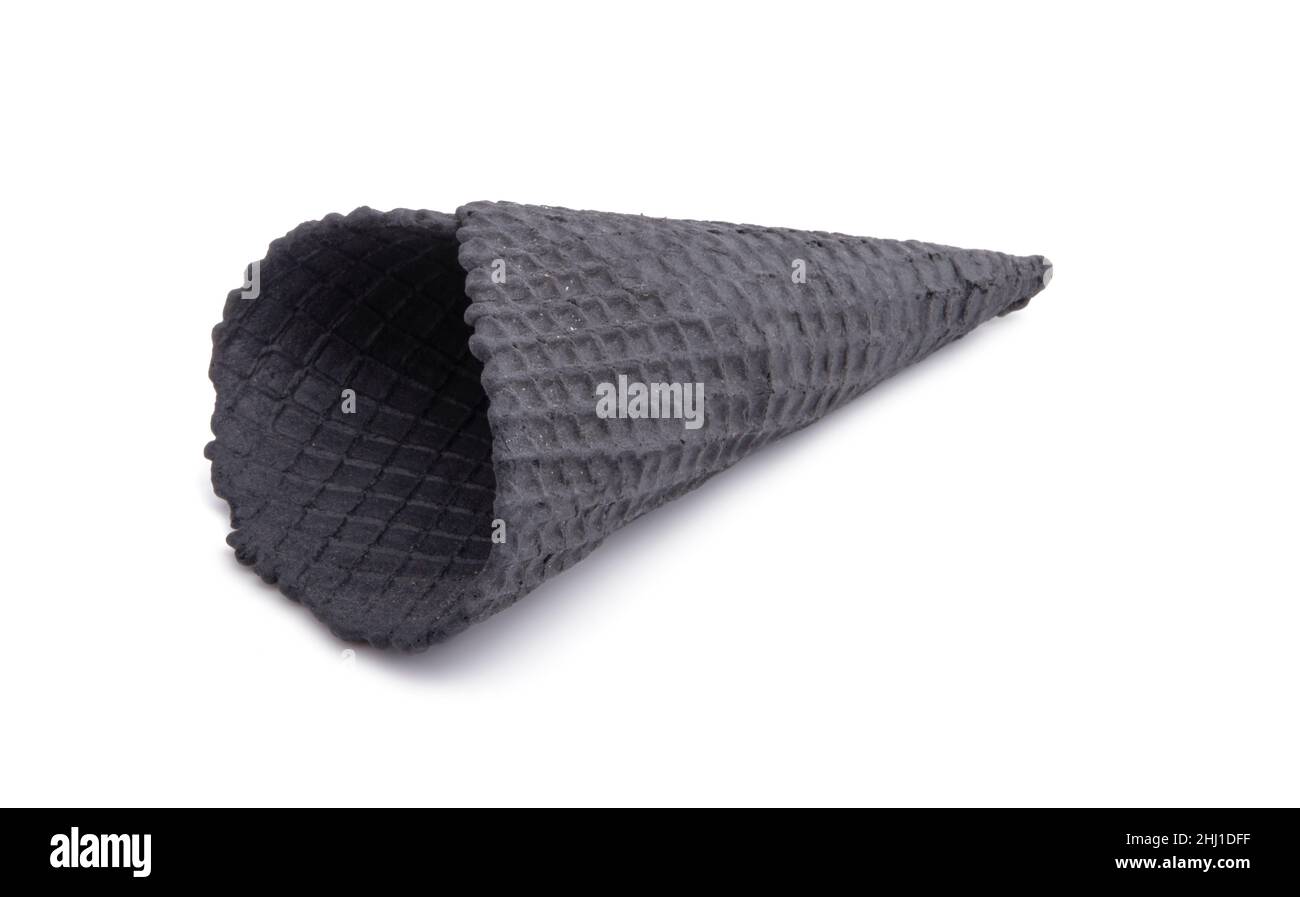 black waffle cone for ice cream isolated on the white Stock Photo - Alamy