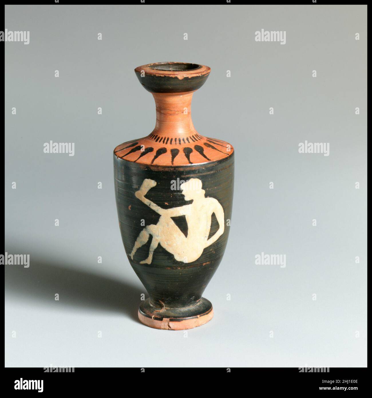 Terracotta lekythos (oil flask) early 5th century B.C. Greek, Attic ...