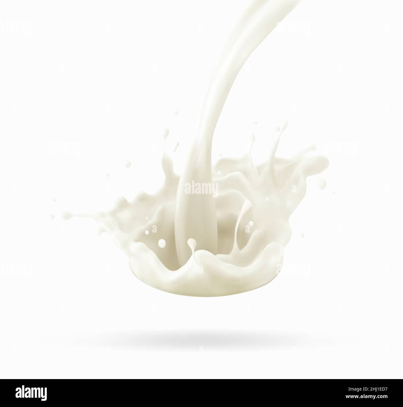 Milk jet, milky splash, vector realistic liquid white splash on isolated background. 3d ...
