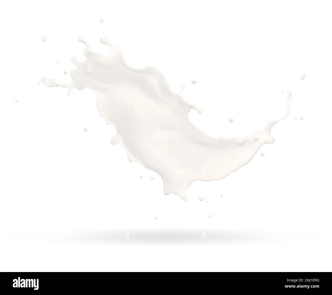 Milk jet, milky splash, vector realistic liquid white splash on isolated background. 3d ...