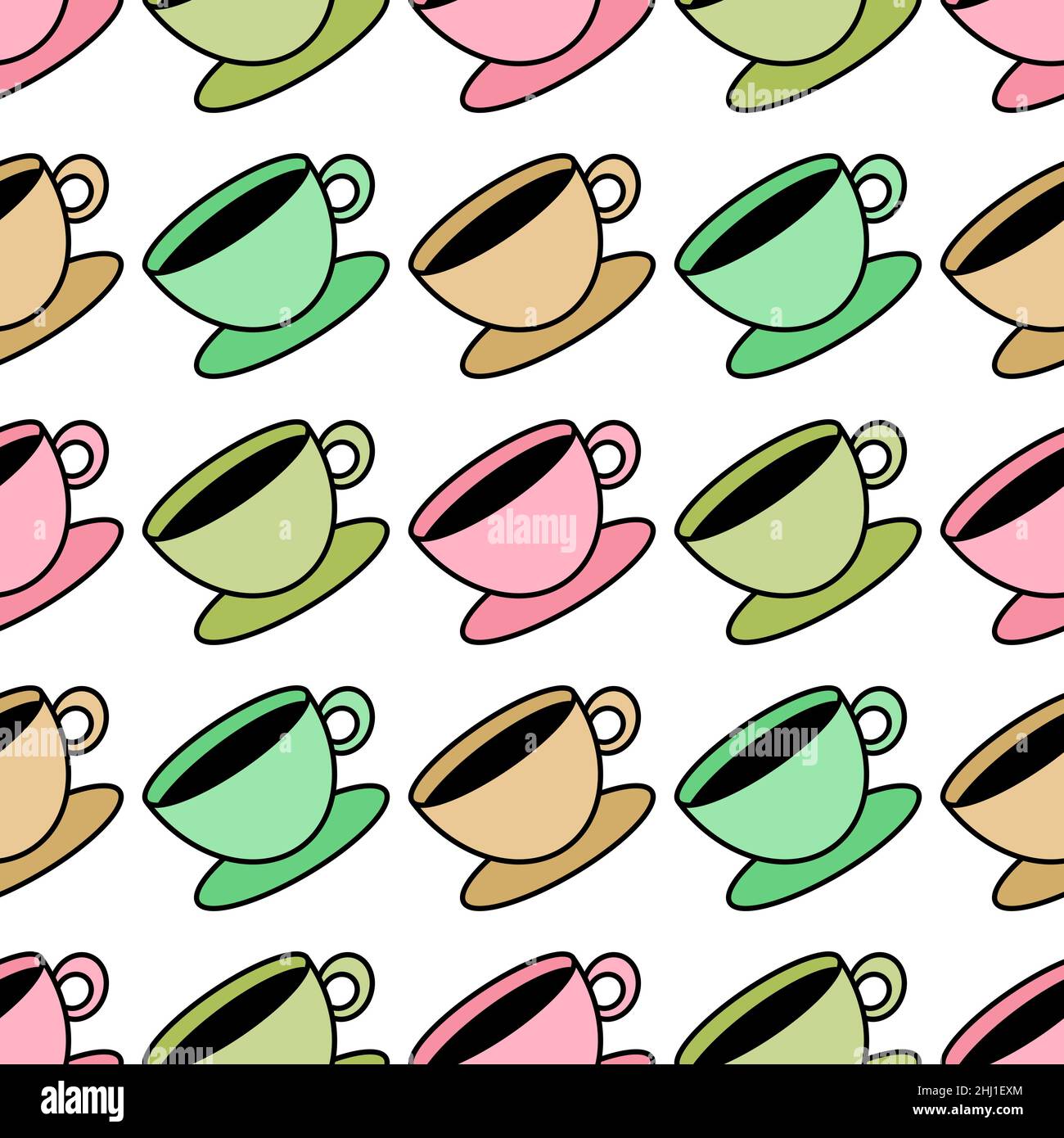 Seamless cup of coffee tea pattern for fabrics and textiles and ...