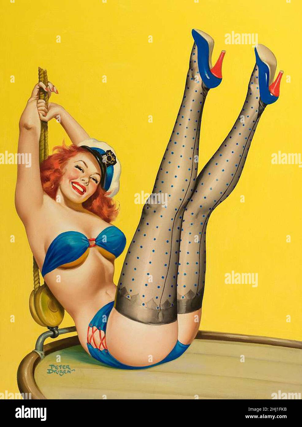 Peter Driben (Pin-Up artist) - First Mate - Pin-Up with legs in the air Stock Photo - Alamy