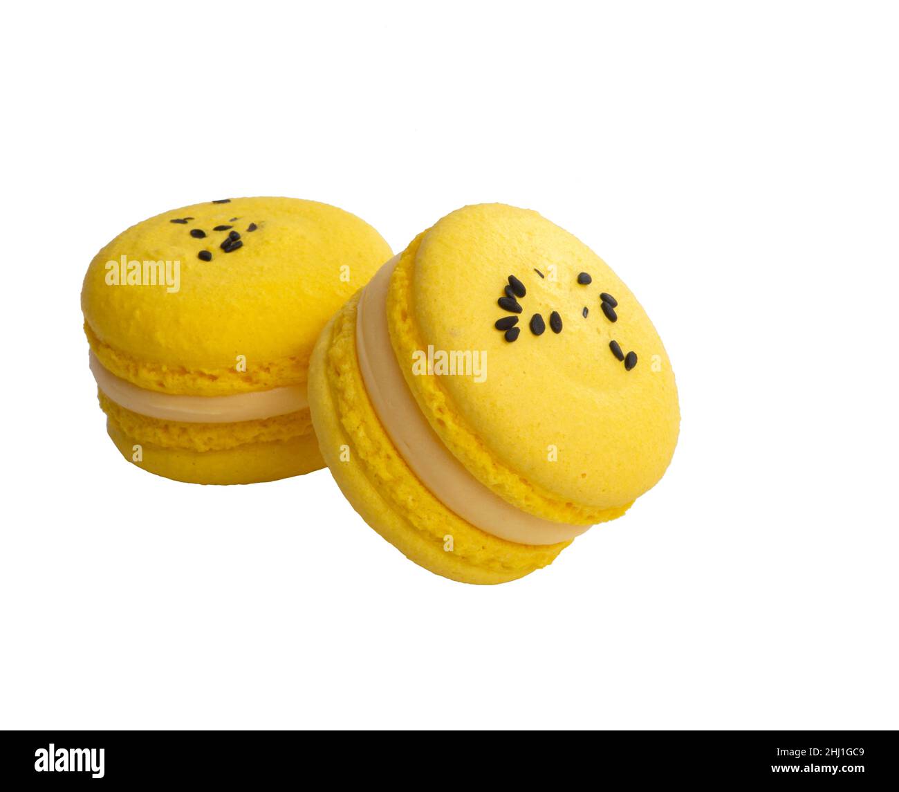 Exclusive yellow macaroon with flavor isolated on the white Stock Photo ...