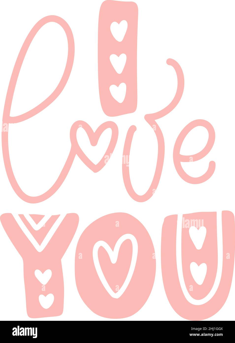 I love you pink text valentine vector hand written lettering ...