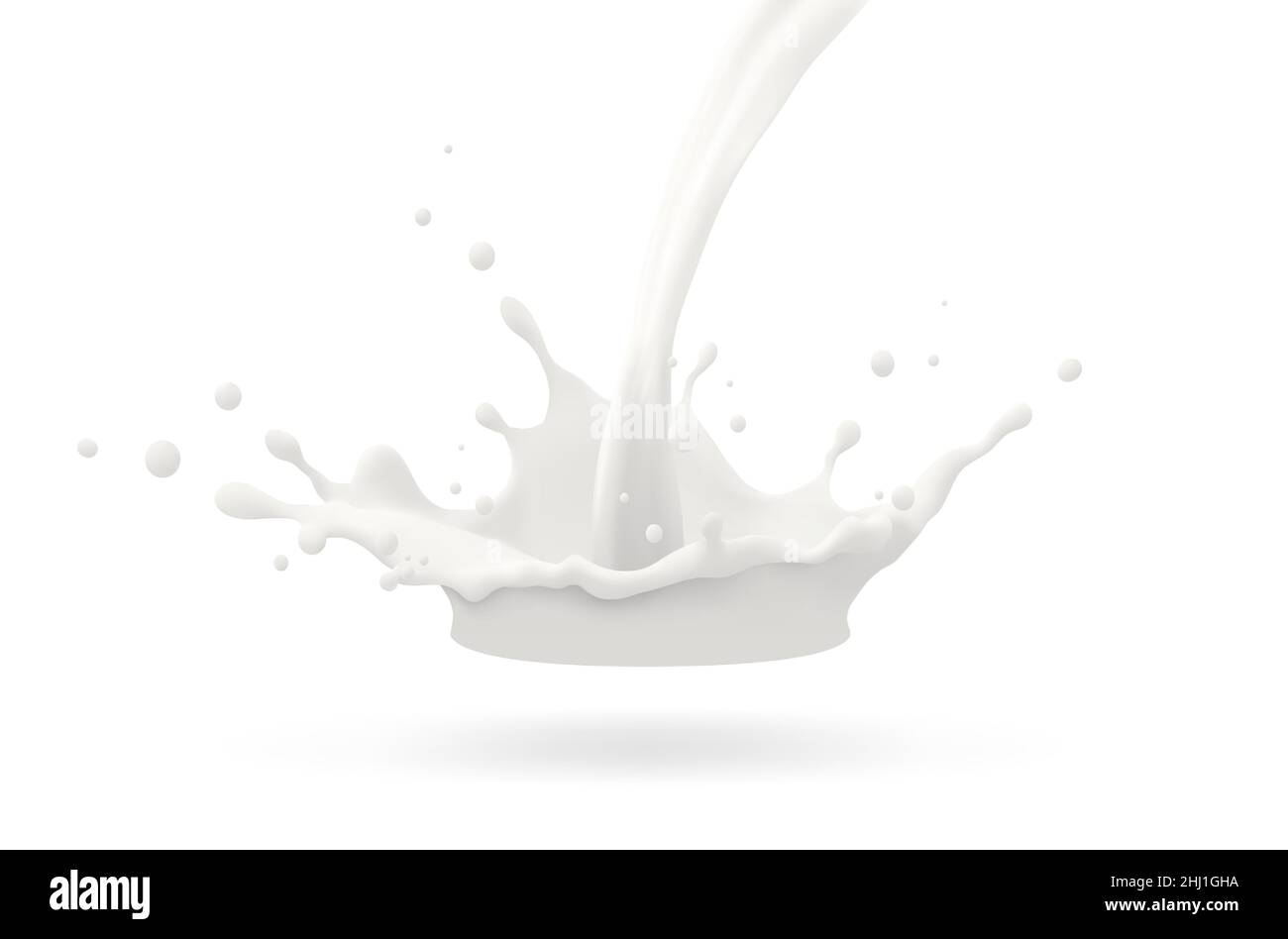 Milk jet, milky splash, vector realistic liquid white splash on isolated background. 3d ...
