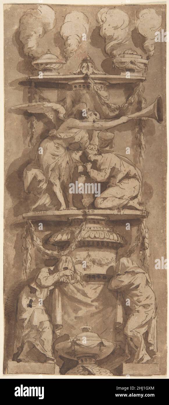 Design for a Funerary Monument or Epitaph with Mourning Figures 18th ...