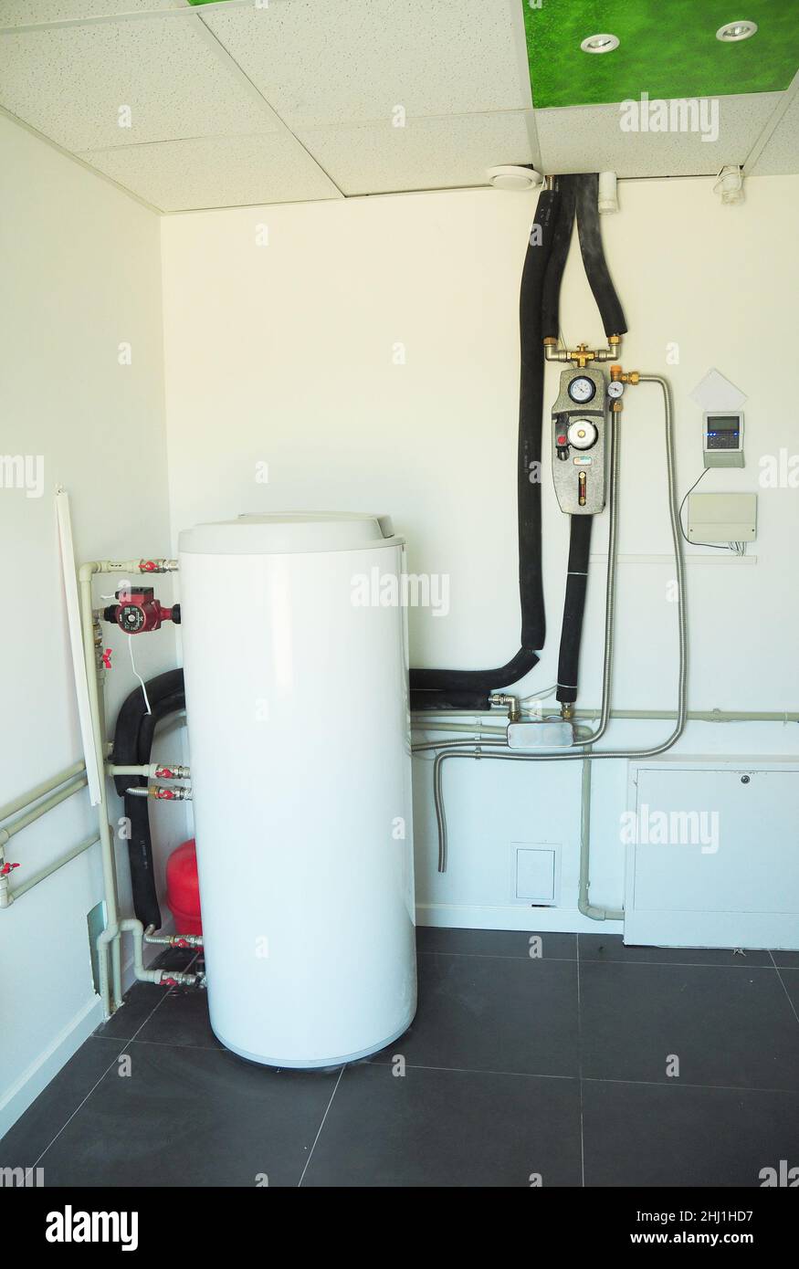 Boiler & Heating System Controls. Household boiler room with a new ...