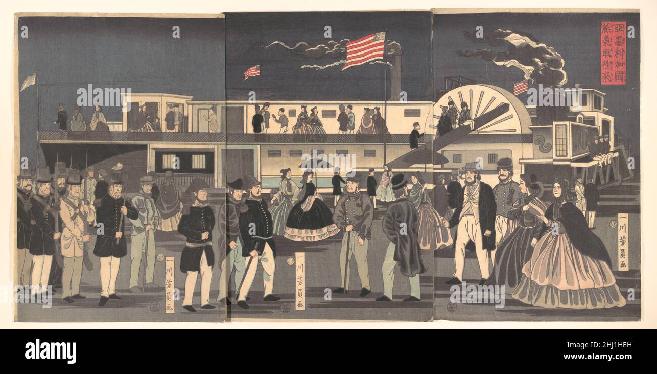 “America”: A Steamship in Transit 1861 Utagawa Yoshikazu Japanese ...