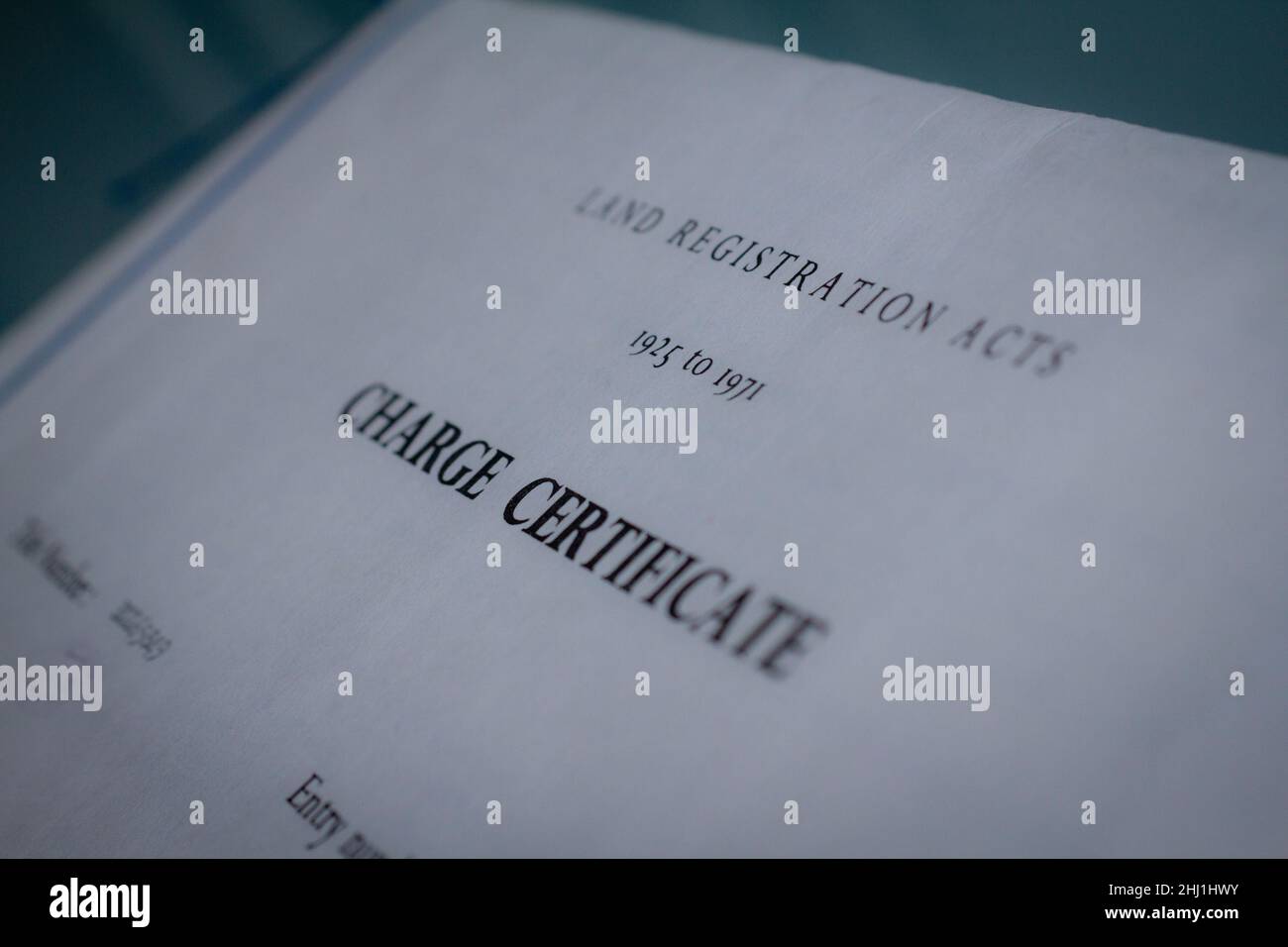 Land registration acts, Charge certificate Stock Photo - Alamy