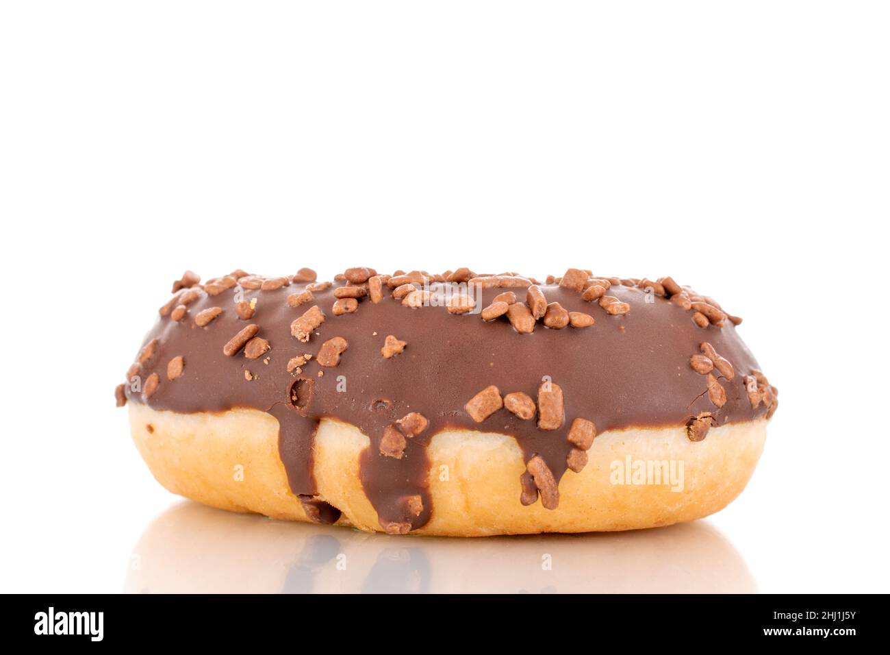 One sweet chocolate donut , macro, isolated on white Stock Photo - Alamy