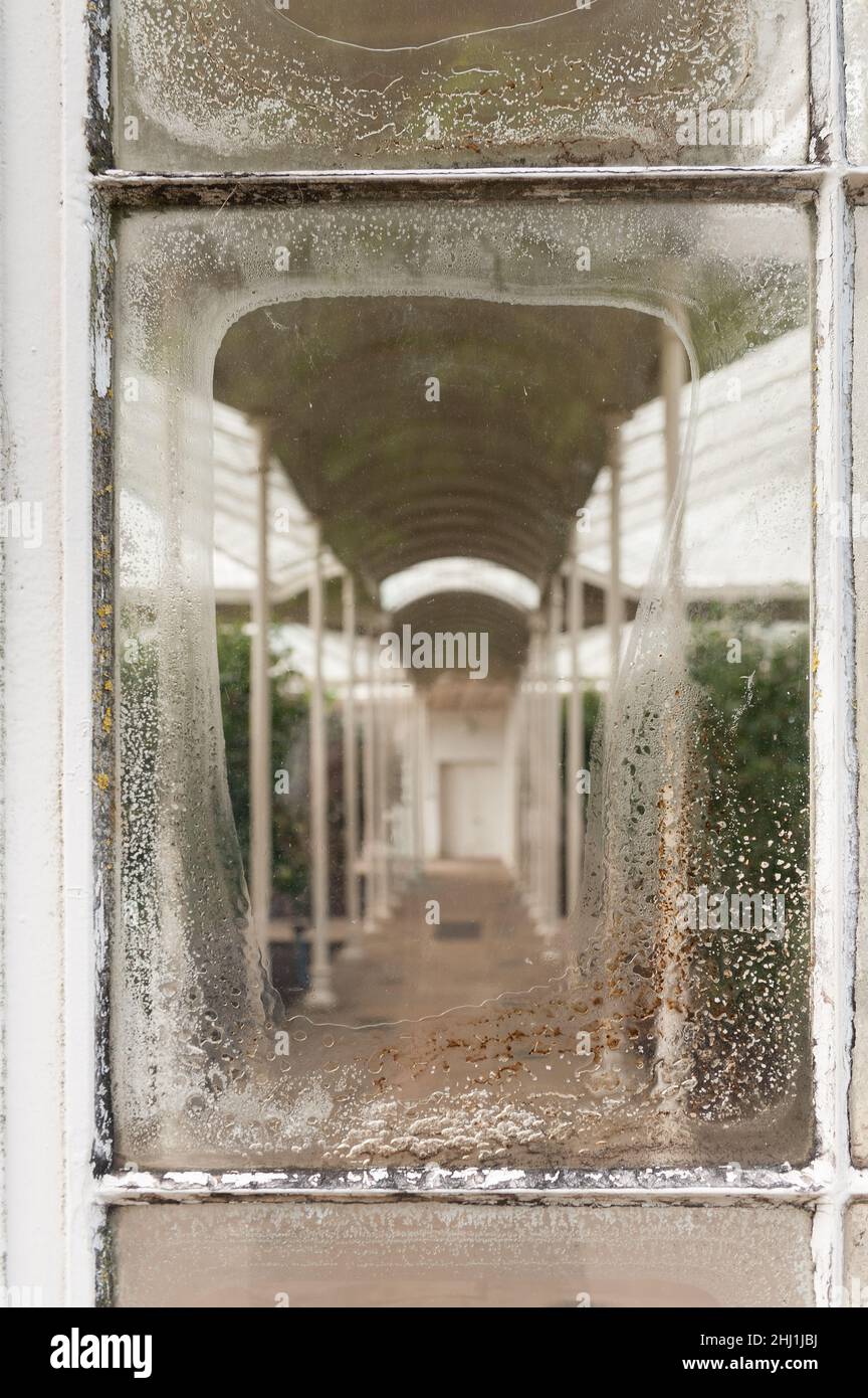 Deposited salt layers on inside of steel glass windows producing ...