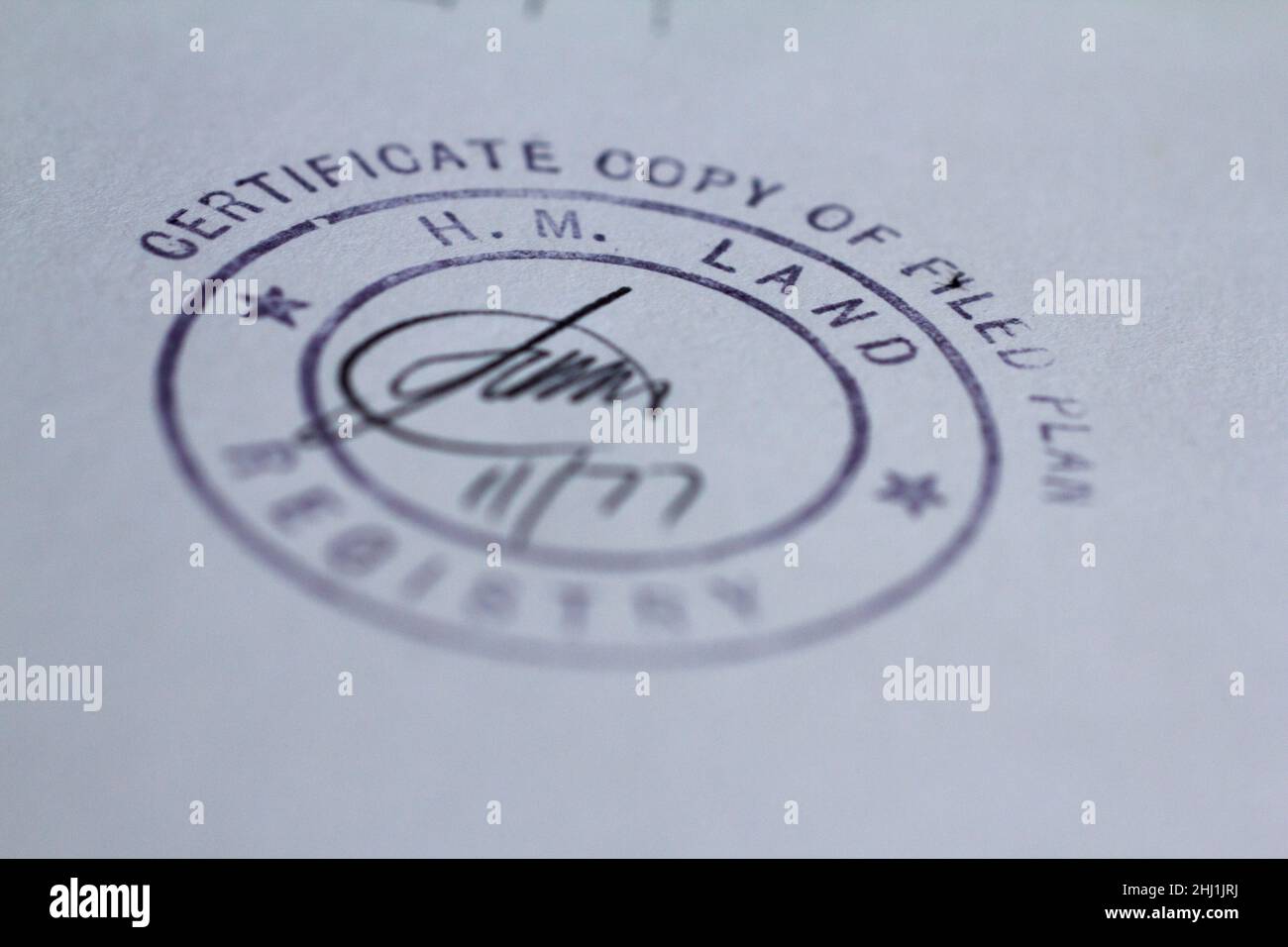 Certificate copy of filed plan stamp Stock Photo - Alamy