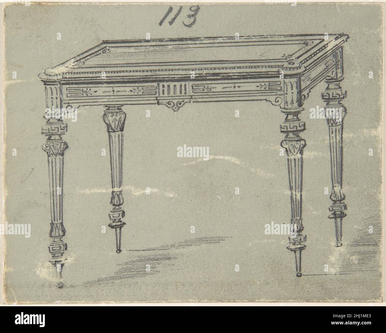 Design for a Small Rectangular Table with Greek Ornament 19th century ...