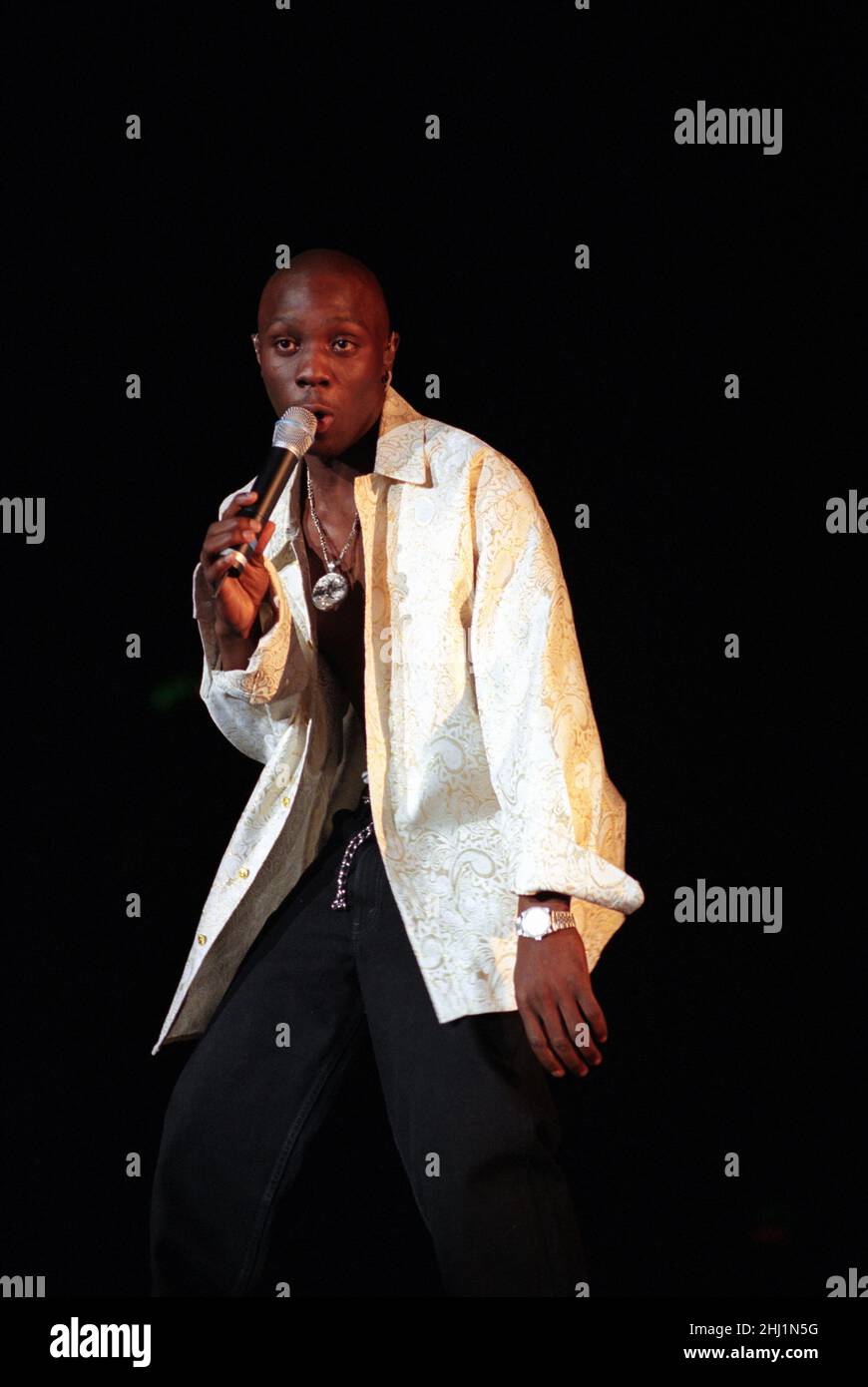Blackstreet on stage at The Soul Super Jam held at Wembley Arena in London. 4th December 1996 ...