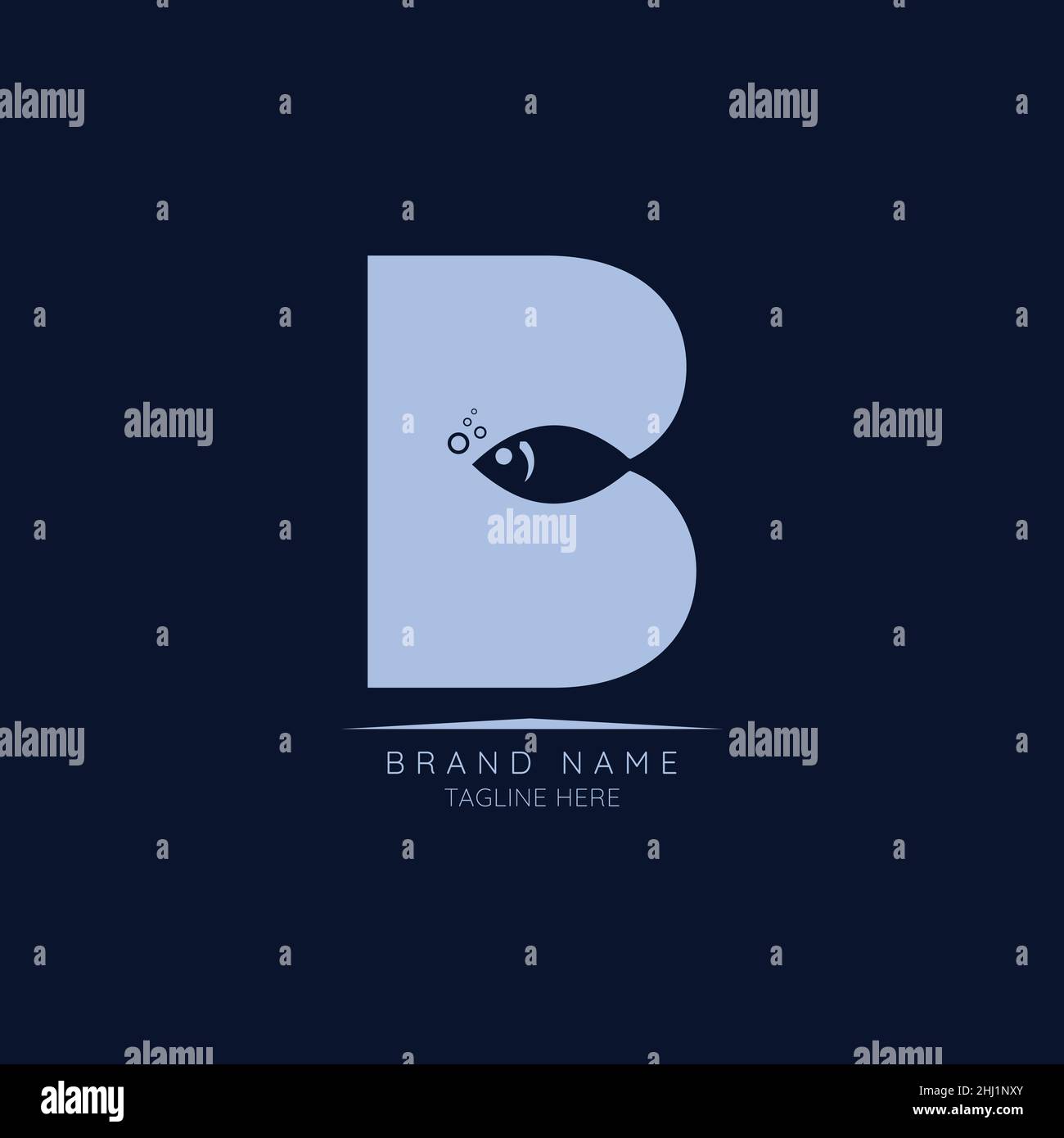 Logo template letter B with fish incorporated. Negative Space abstract ...