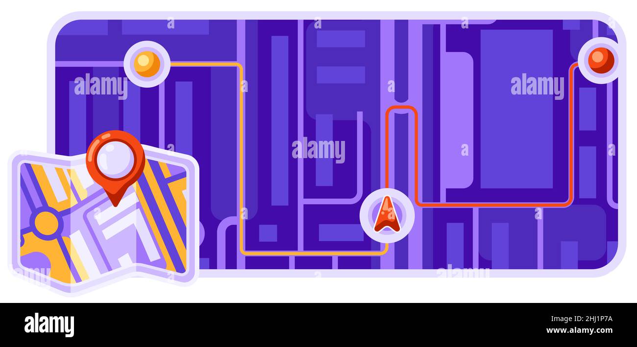 City map background design with markers and flags. Illustration of ...