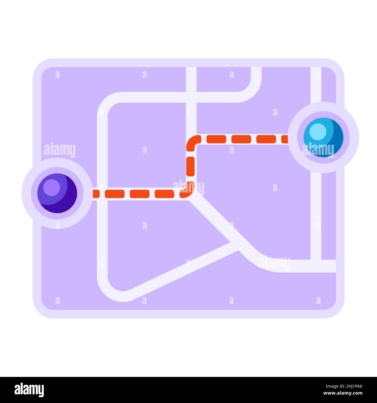 City map background design with path between points. Illustration of ...