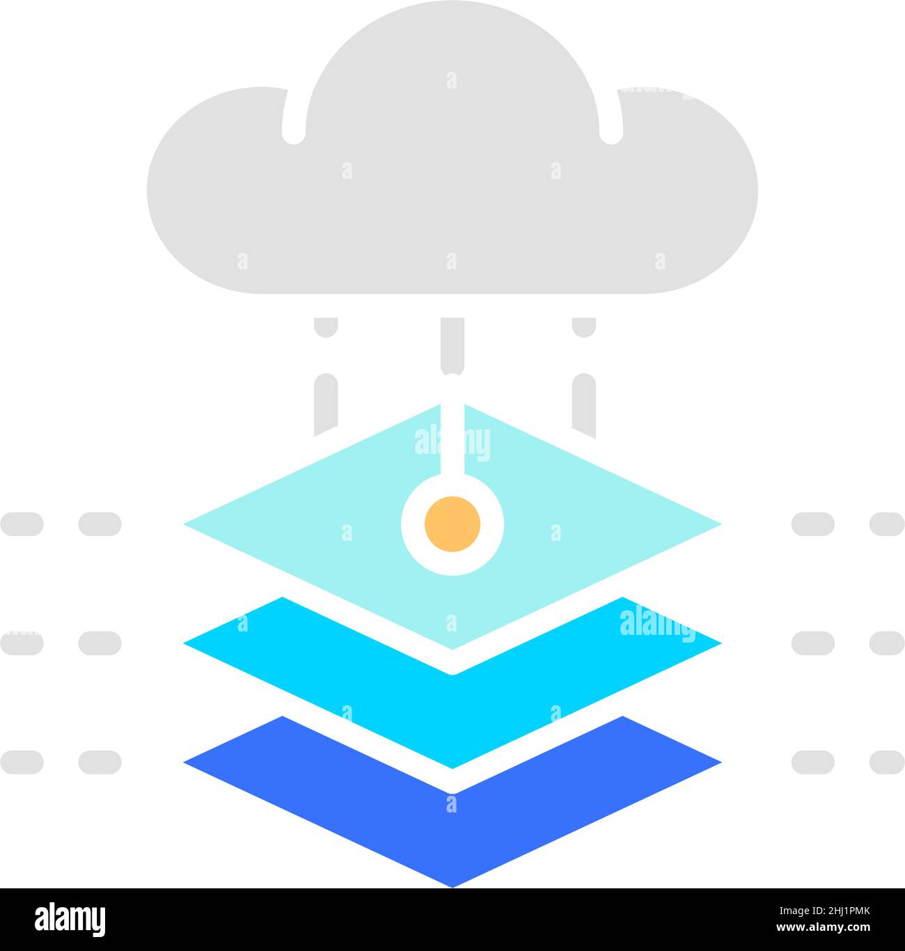 Cloud with artificial intelligence server, database, big data white line icon Stock Vector Image ...