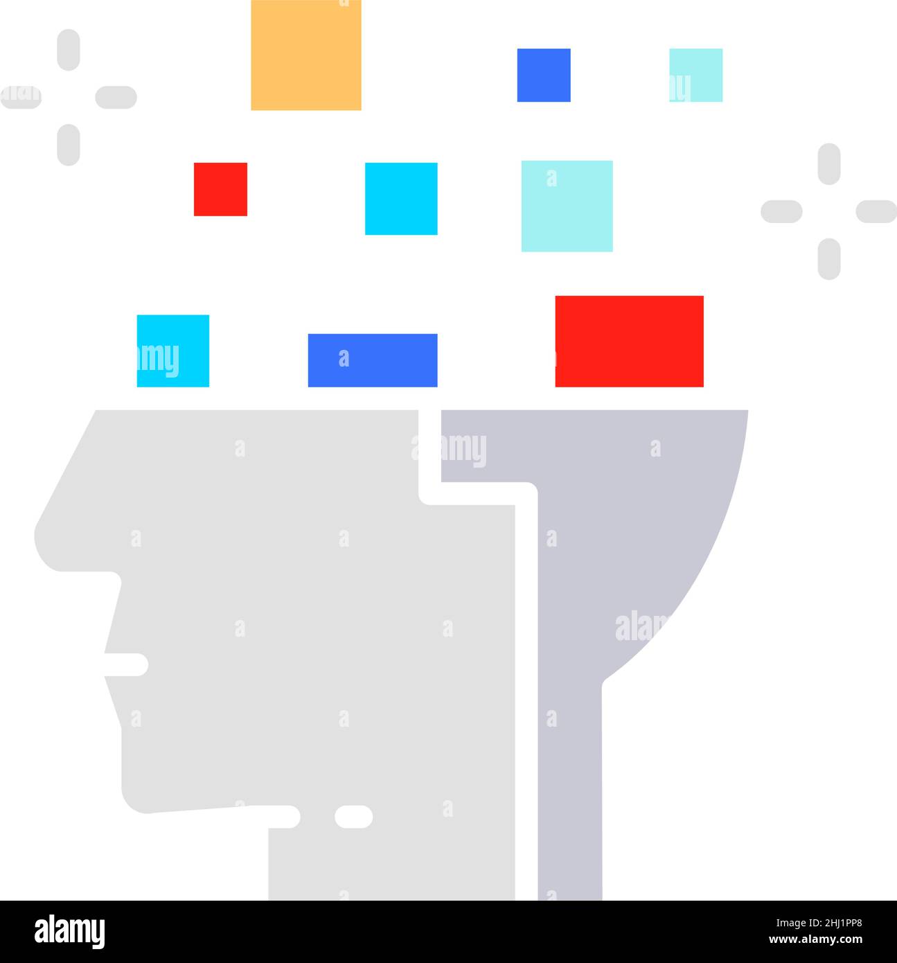 Robot head, brain connected to circuit board, digital thinking ...