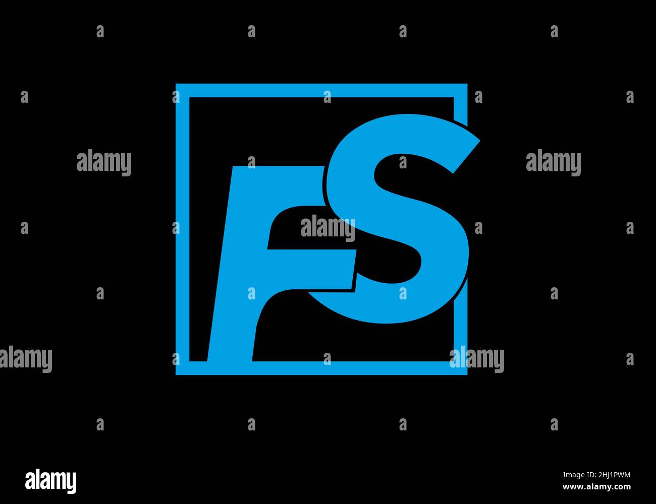 Blue SF initial letter in black background design Stock Vector Image ...