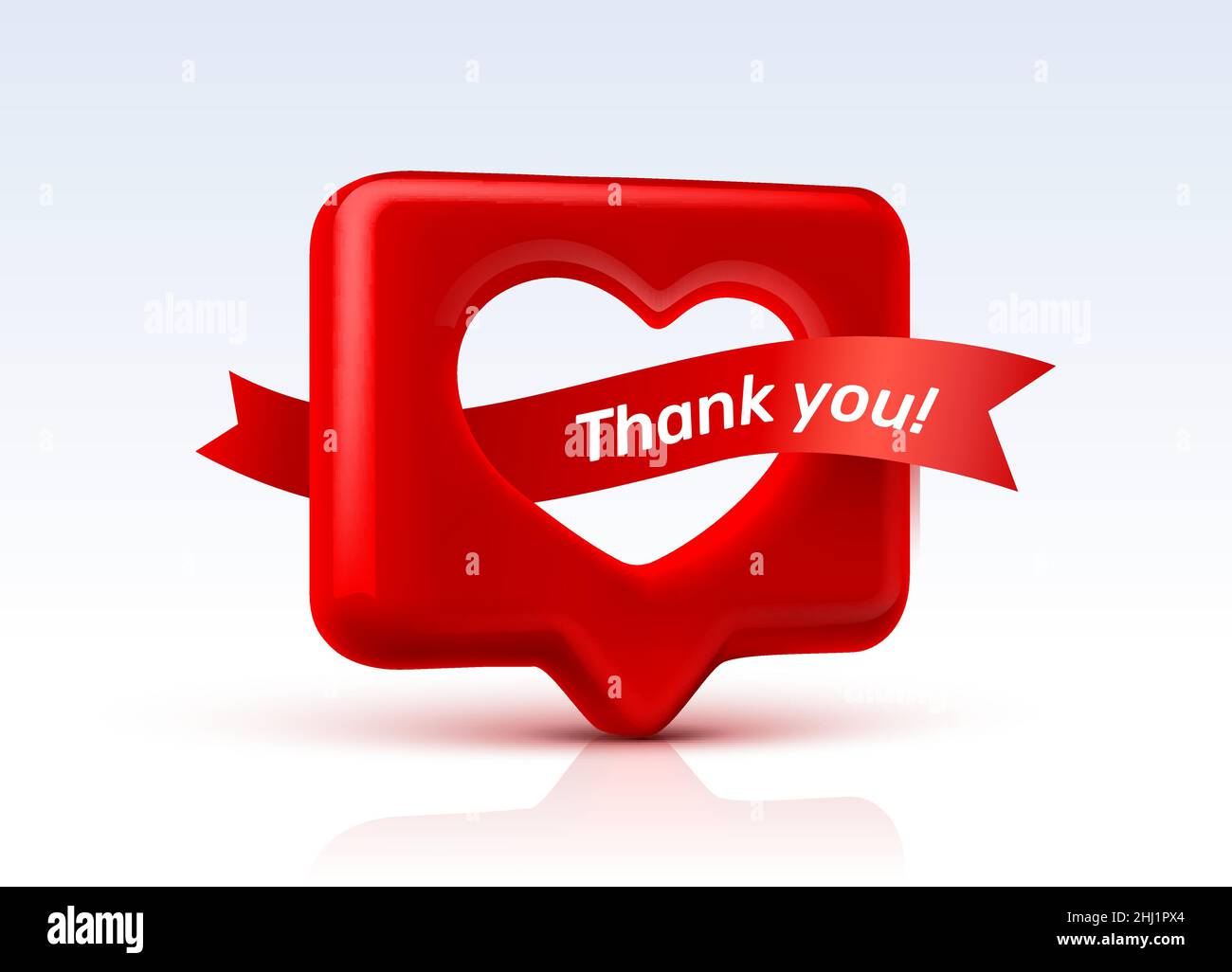 Thank you like, heart in a frame with a ribbon. Vector illustration ...