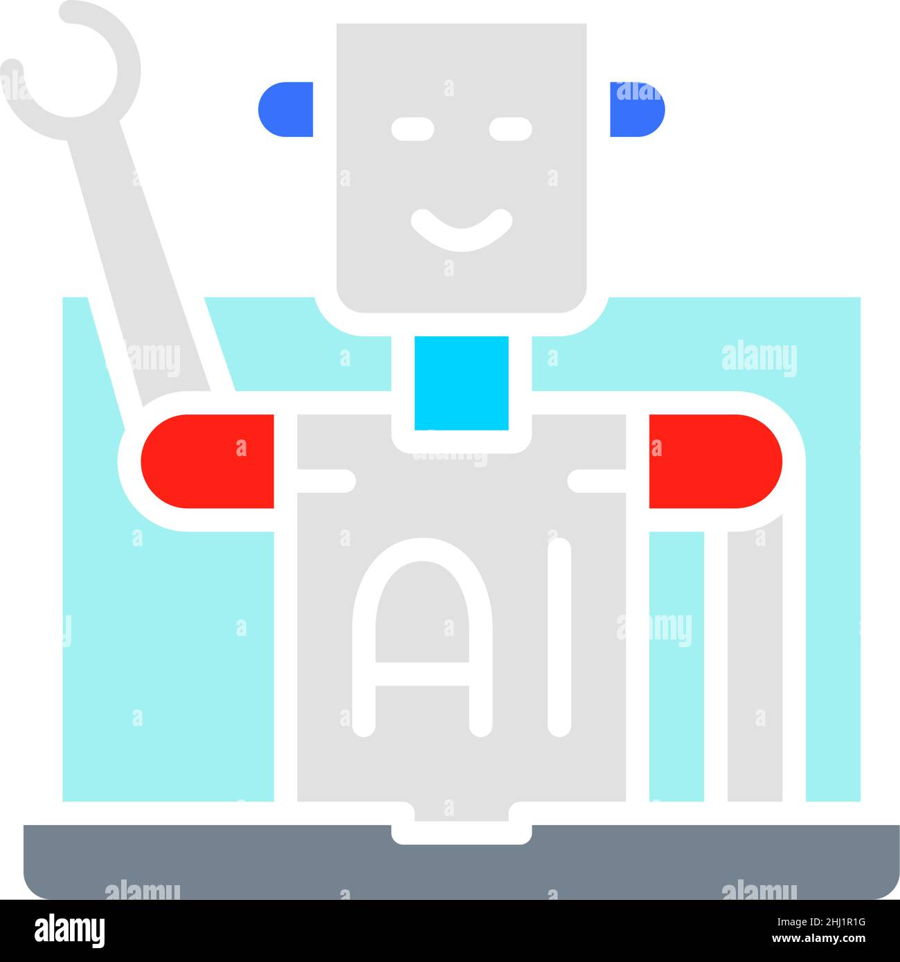 Chatbot, customer service robot, artificial intelligence white line ...