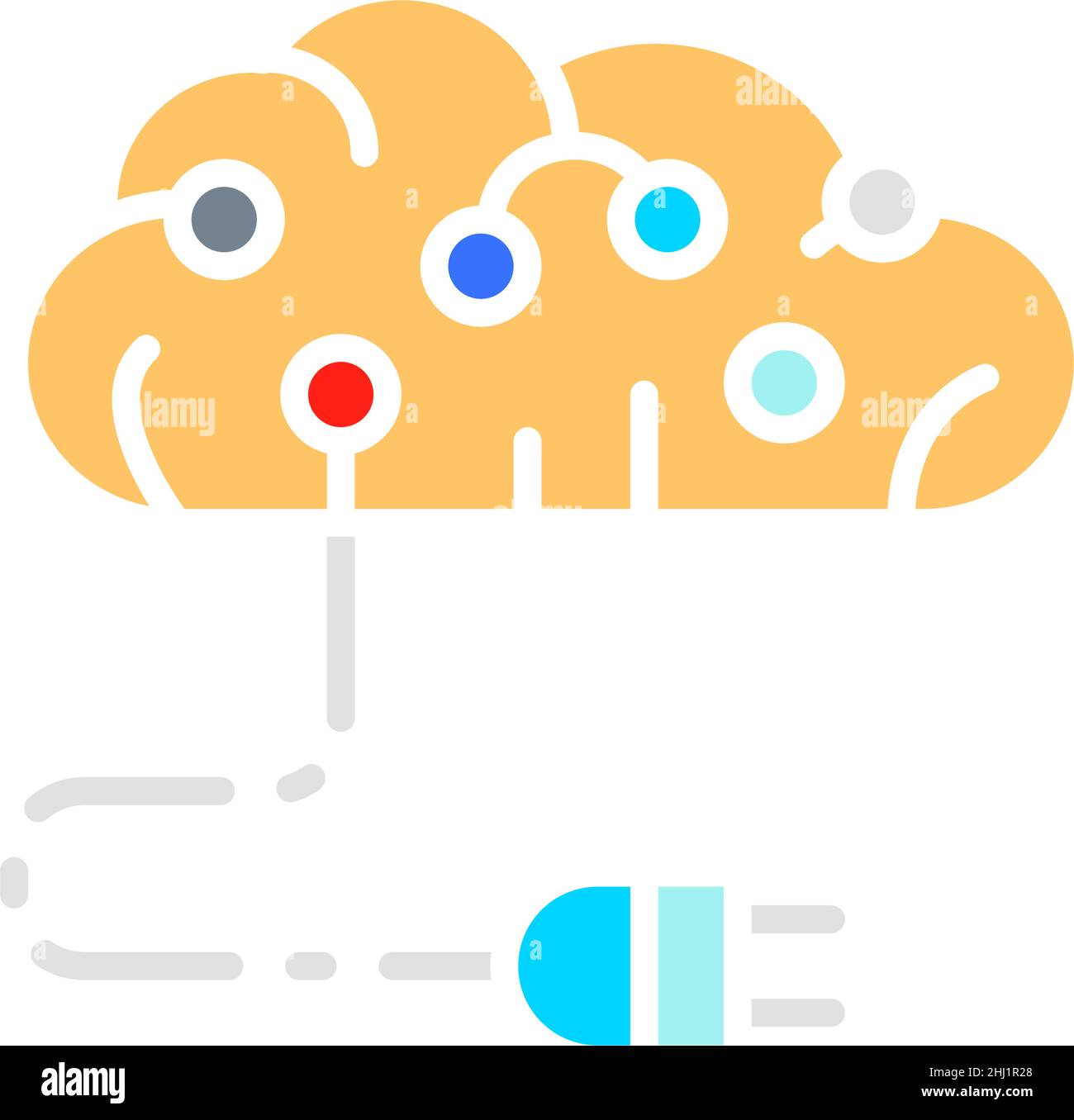 Connected brain to circuit board, artificial intelligence, digital ...