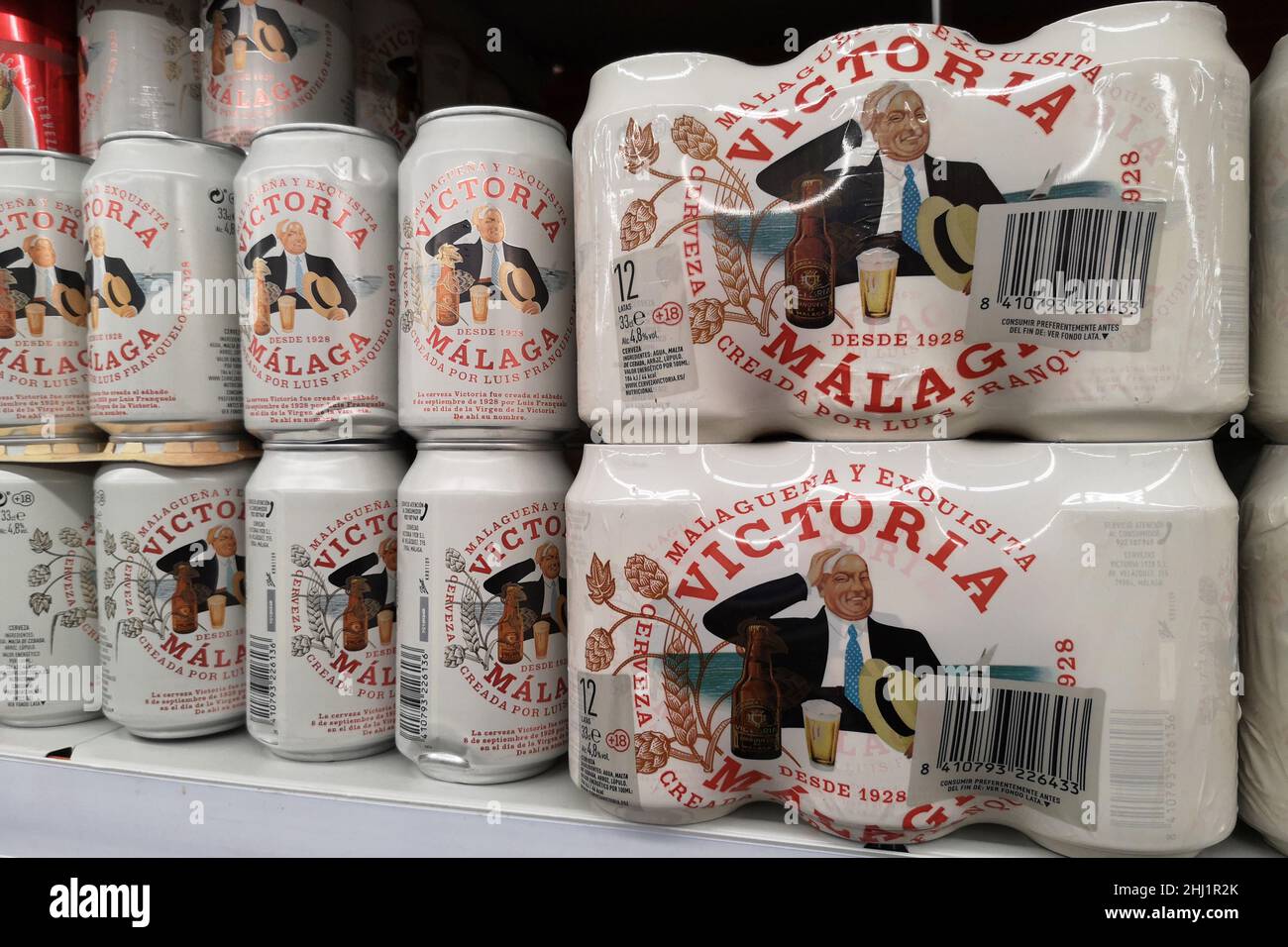 Cans of Victoria beers at supermarket. Malaga, Spain Stock Photo - Alamy