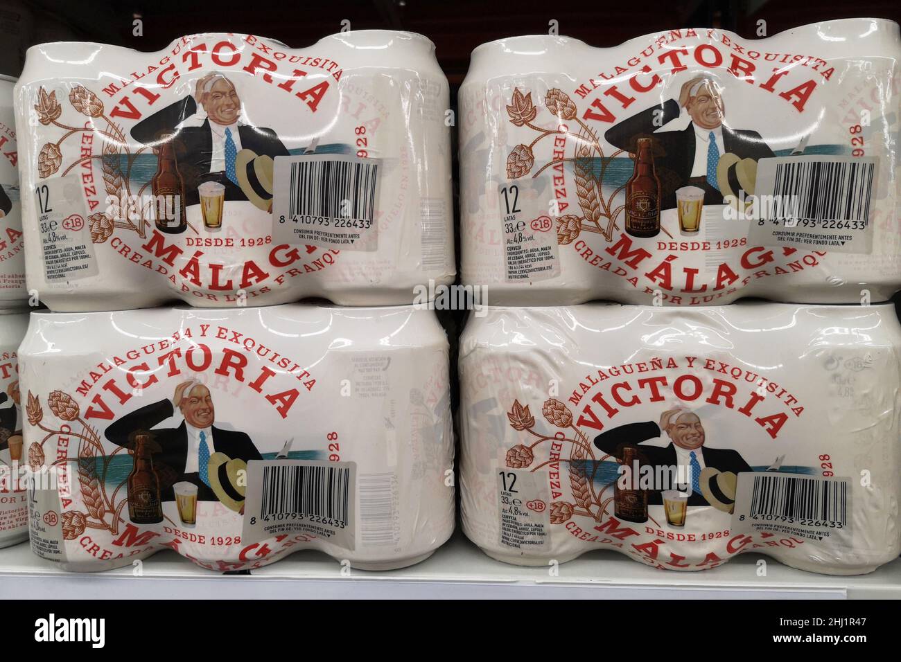 Cans of Victoria beers at supermarket. Malaga, Spain Stock Photo - Alamy
