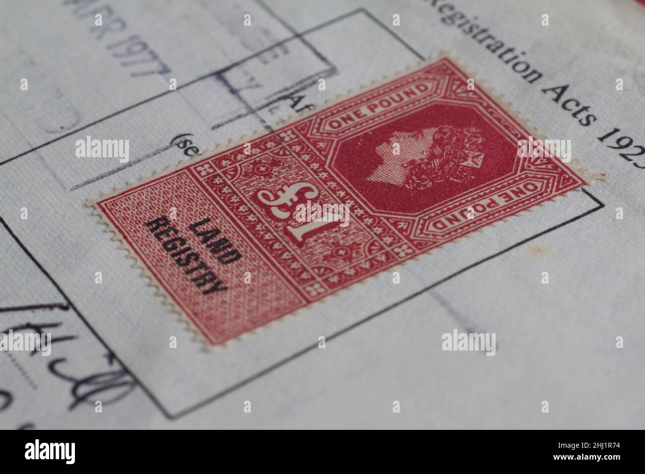land registry, stamp duty land tax historic stamp with queen elizabeth ...