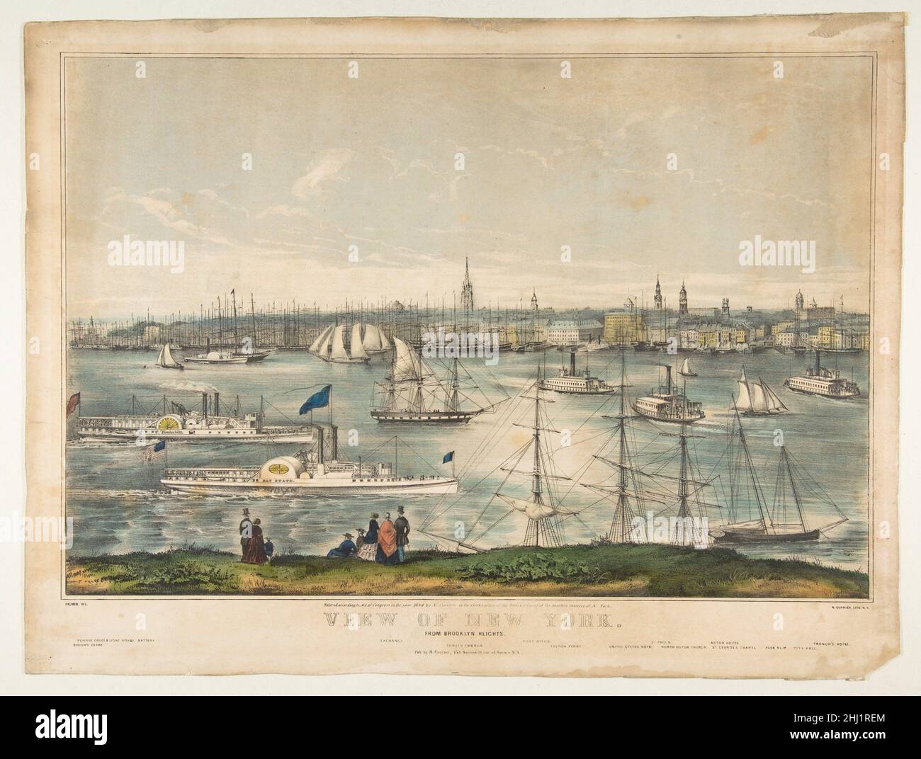 View of New York from Brooklyn Heights 1849 Frances Flora Bond Palmer ...