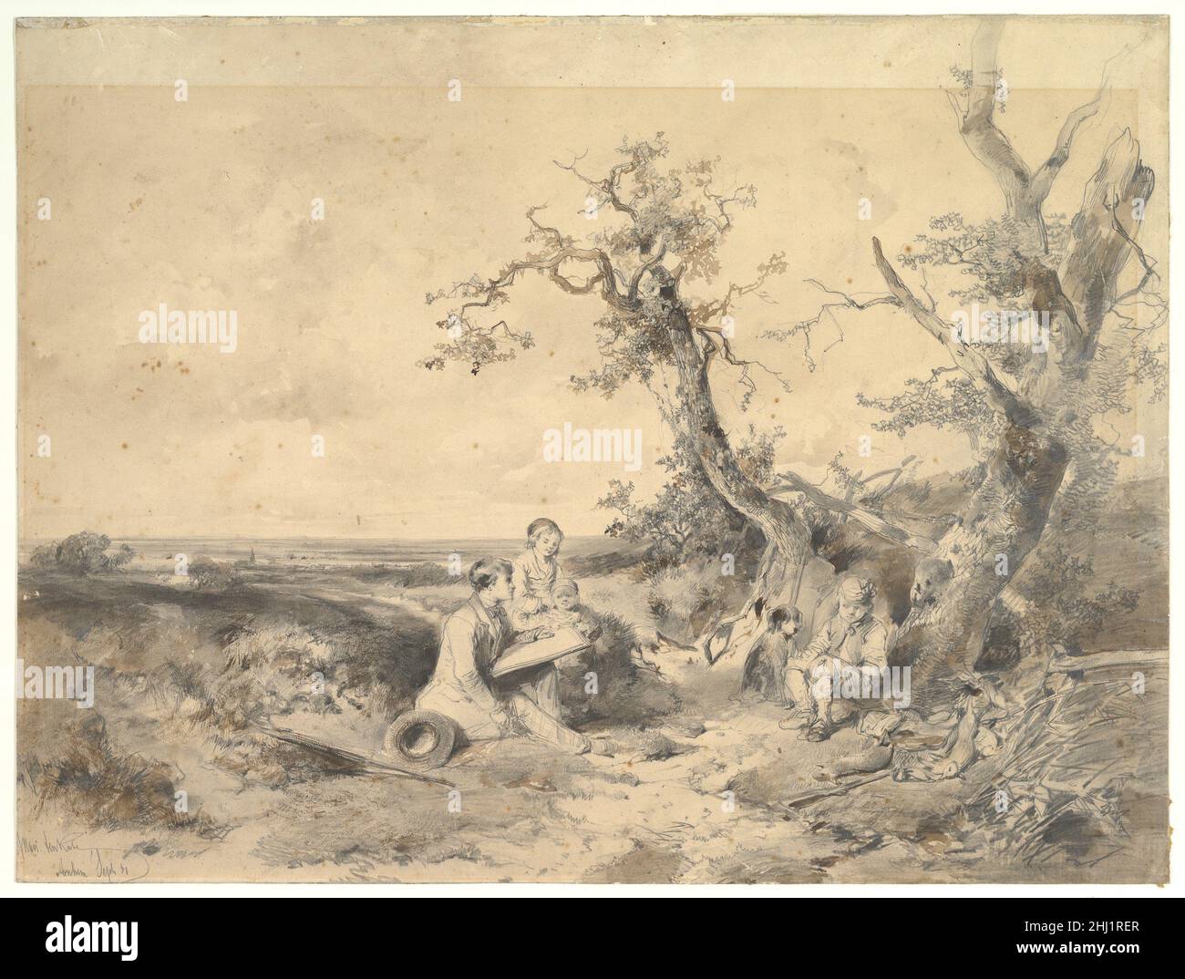 Landscape with an Artist Sketching n.d. Mari ten Kate Dutch. Landscape ...