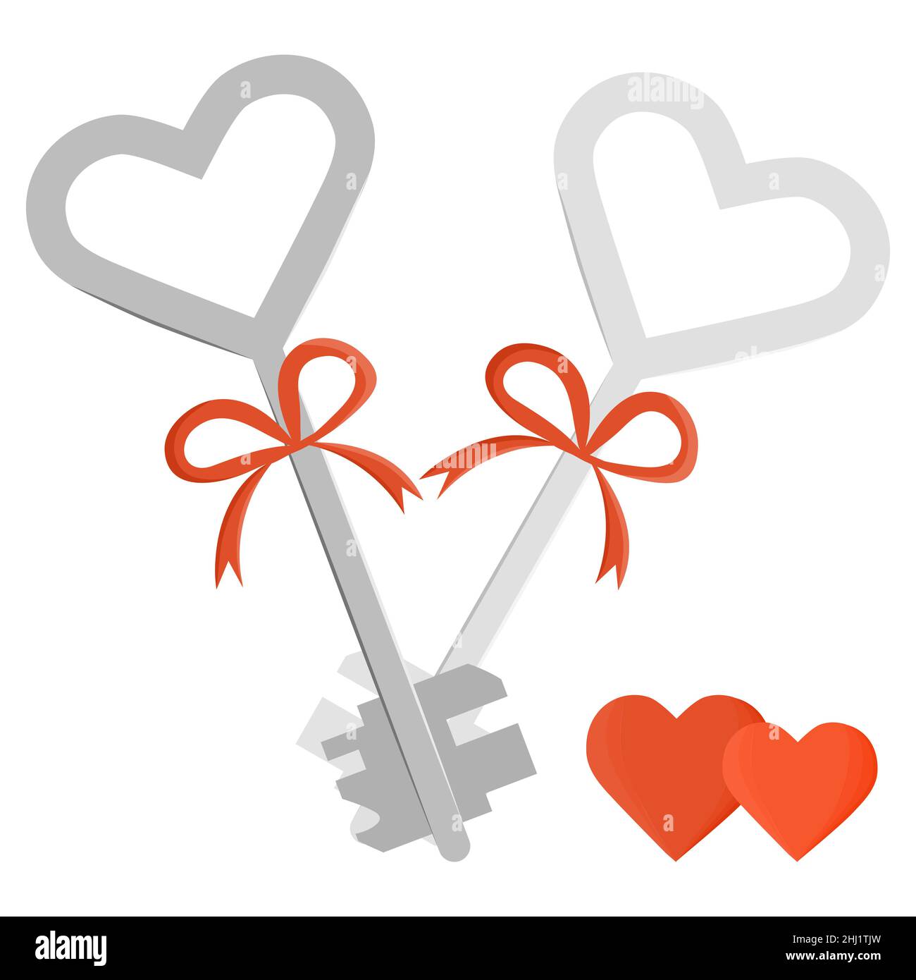 Vector illustration Happy Valentine's Day. Two Keys in heart shape with ...