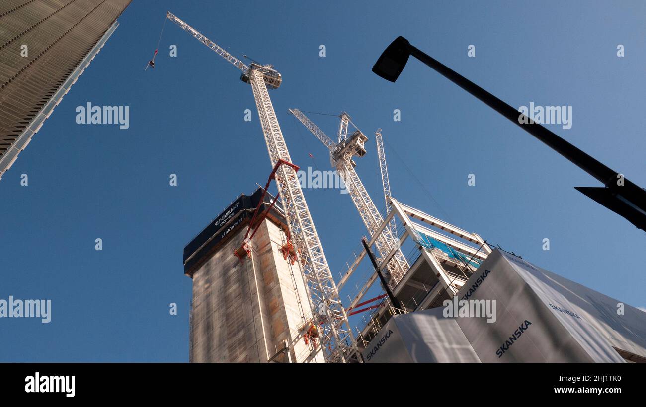 22 Ropemaker street, construction cranes on site at 25 storey mixed use ...