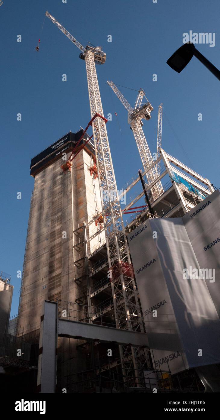 22 Ropemaker street, construction cranes on site at 25 storey mixed use ...