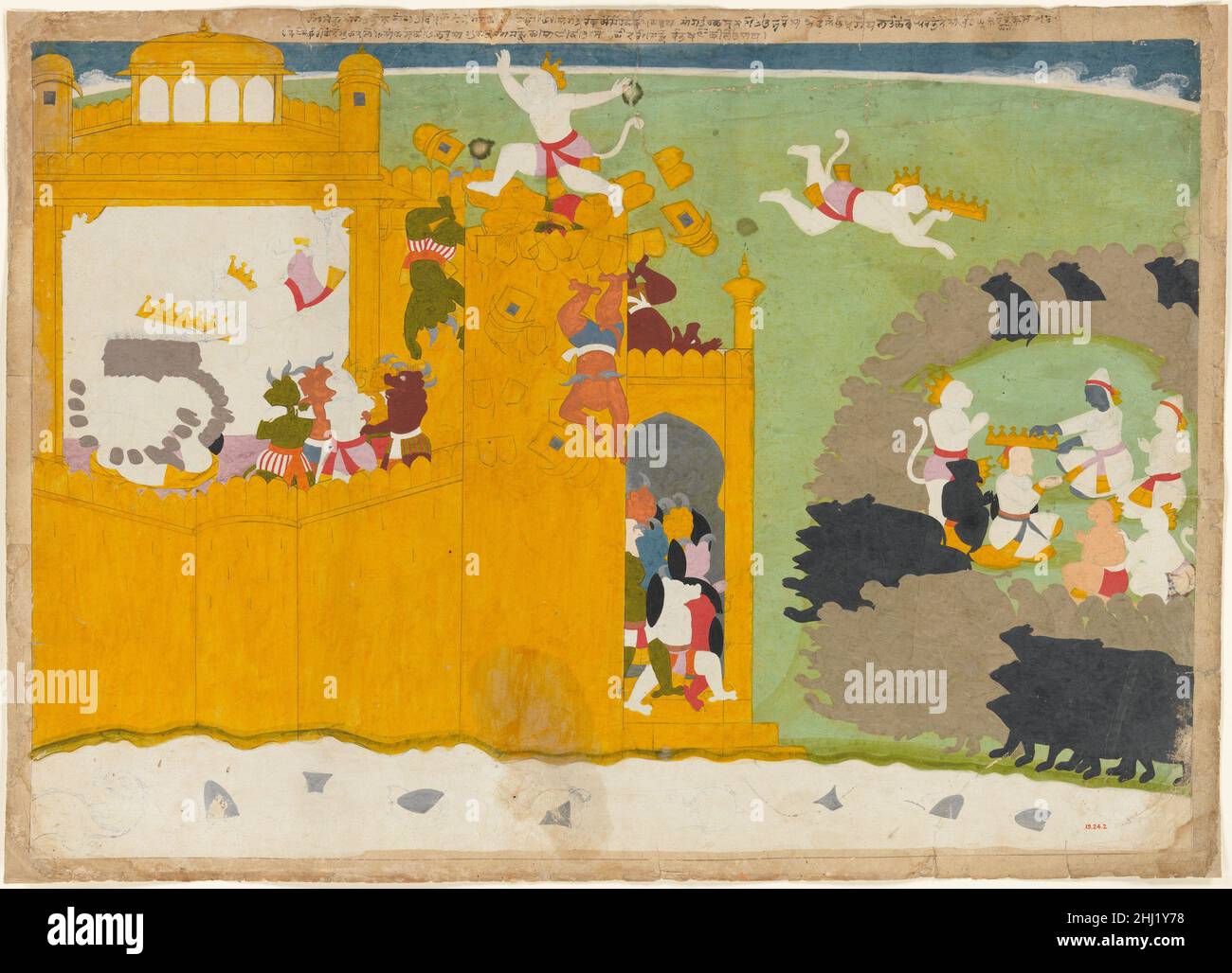 The Monkey Leader Angada Steals Ravana's Crown from His Fortress: Folio ...