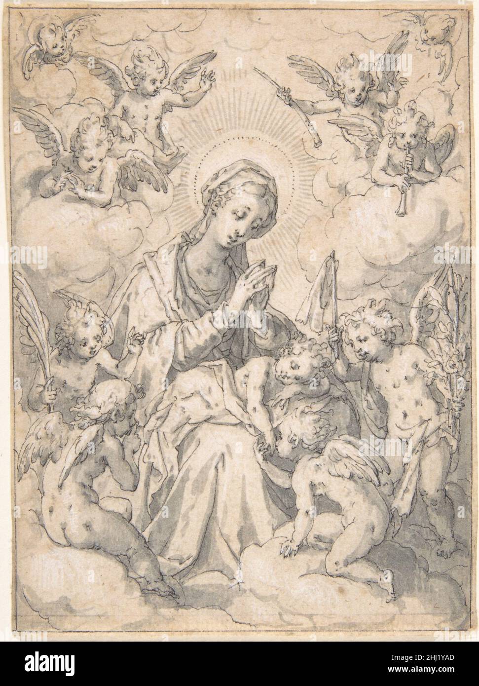 The Virgin and Child Surrounded by Little Angels in the Clouds ca. 1590 ...