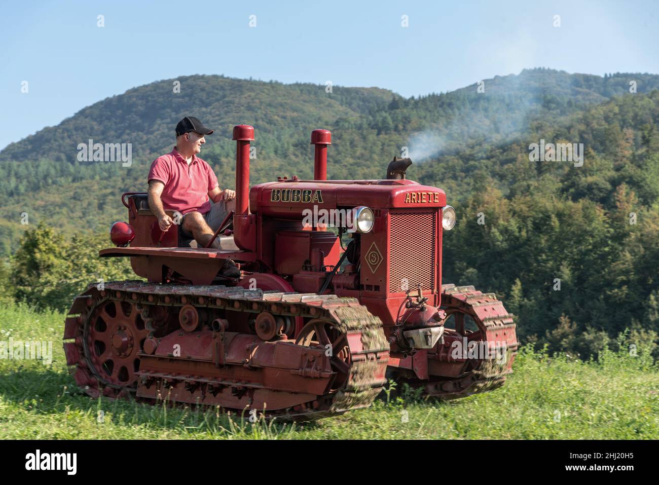 Italian boy drives an antique Bubba Ariete tractor Stock Photo - Alamy