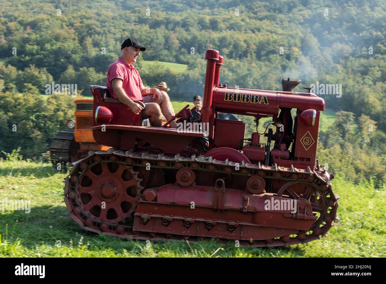 Italian boy drives an antique Bubba Ariete tractor Stock Photo - Alamy