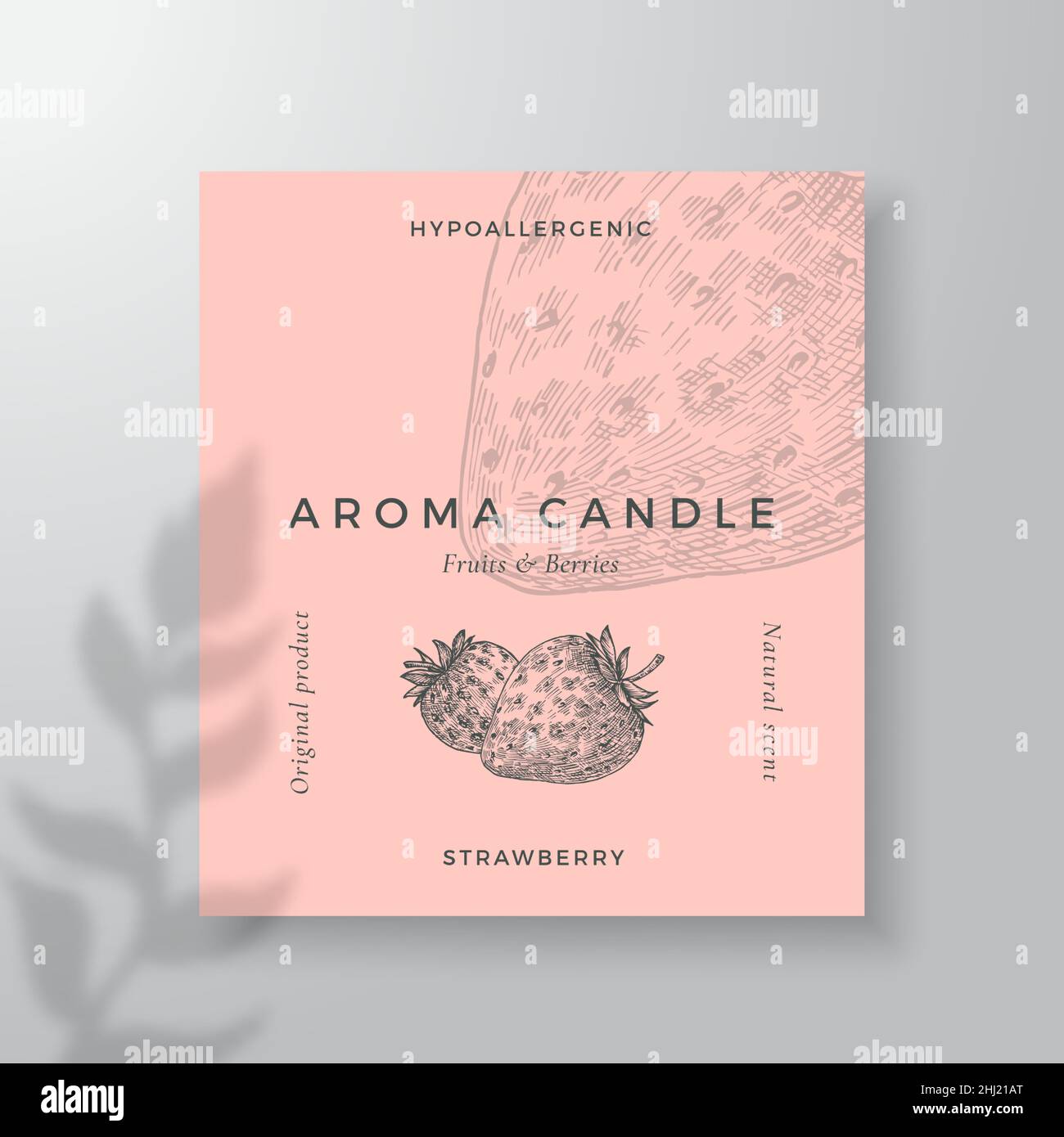 Aroma candle vector label template. Strawberry berry scent from local ...