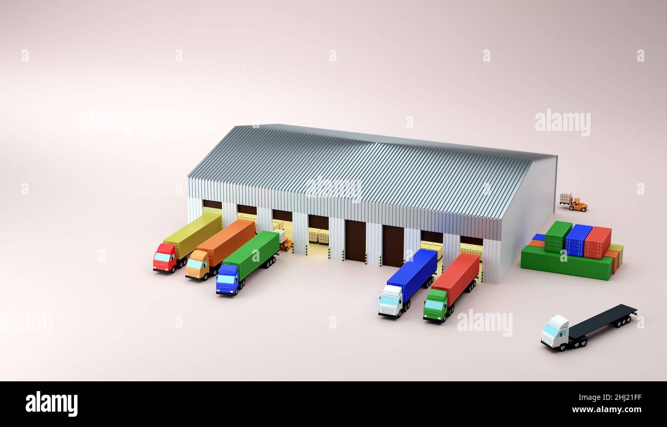 Container truck park to loading or unloading cargo shipment at ...