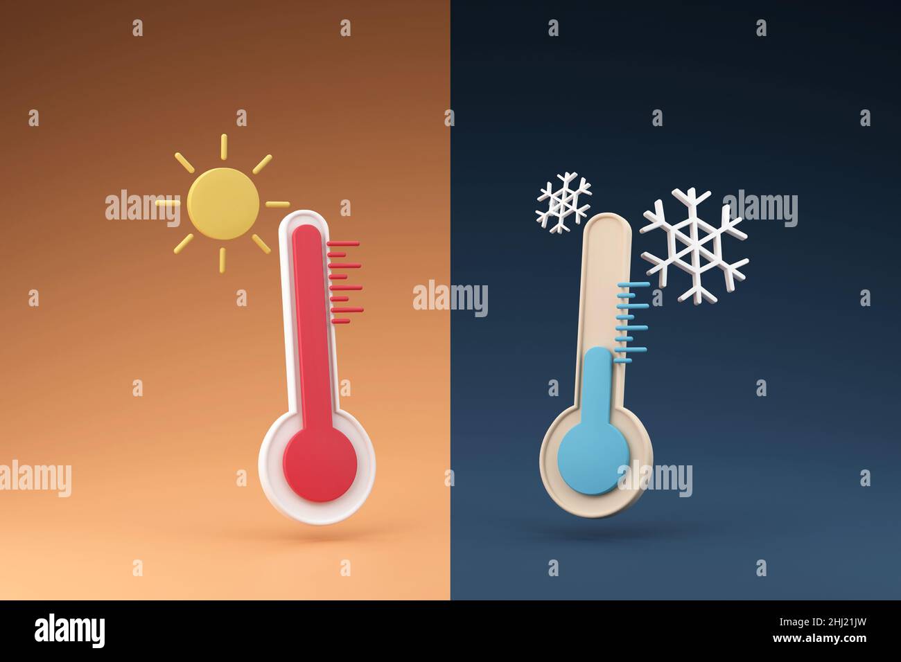 Temperature contrast cold and heat weather minimal thermometer symbol ...