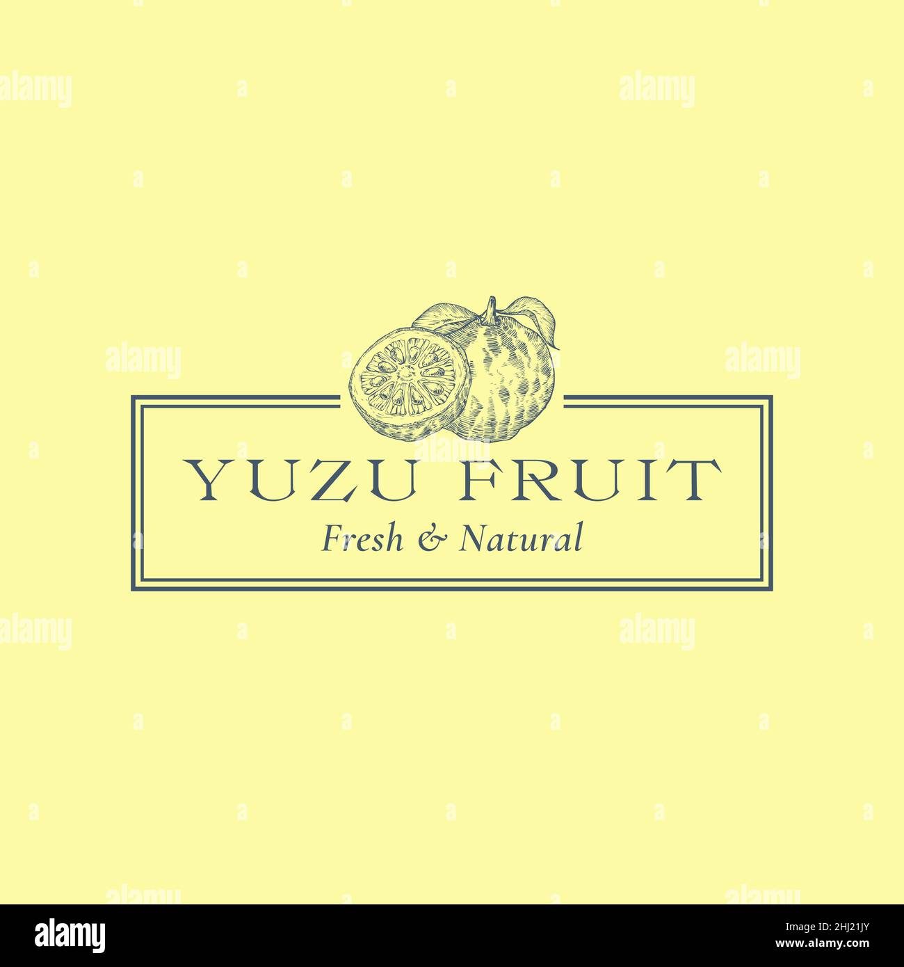 Yuzu with a Slice Abstract Vector Sign, Symbol, Logo Template. Hand ...